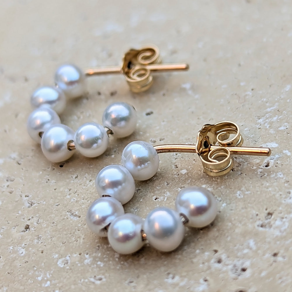 Pearl Stud Hoop Earrings - Modern Pearl Jewellery - Kiri & Belle