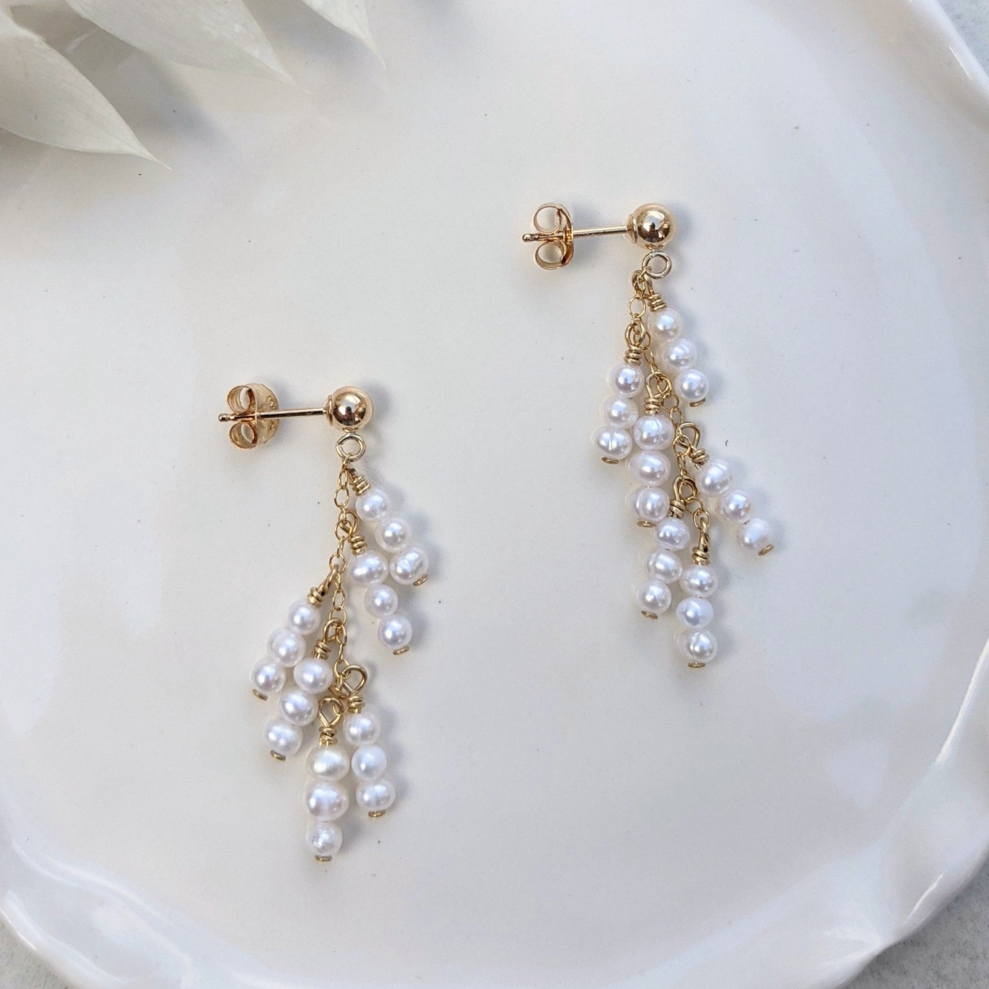 Tiny Pearl Waterfall Earrings - KIRI & BELLE